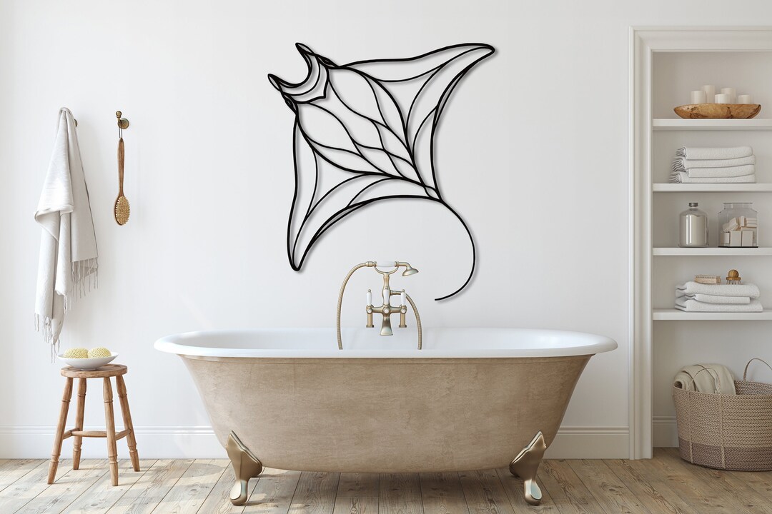 Manta Ray Stingray Metal Wall Art , Stingray Fish Metal Line Decor ...