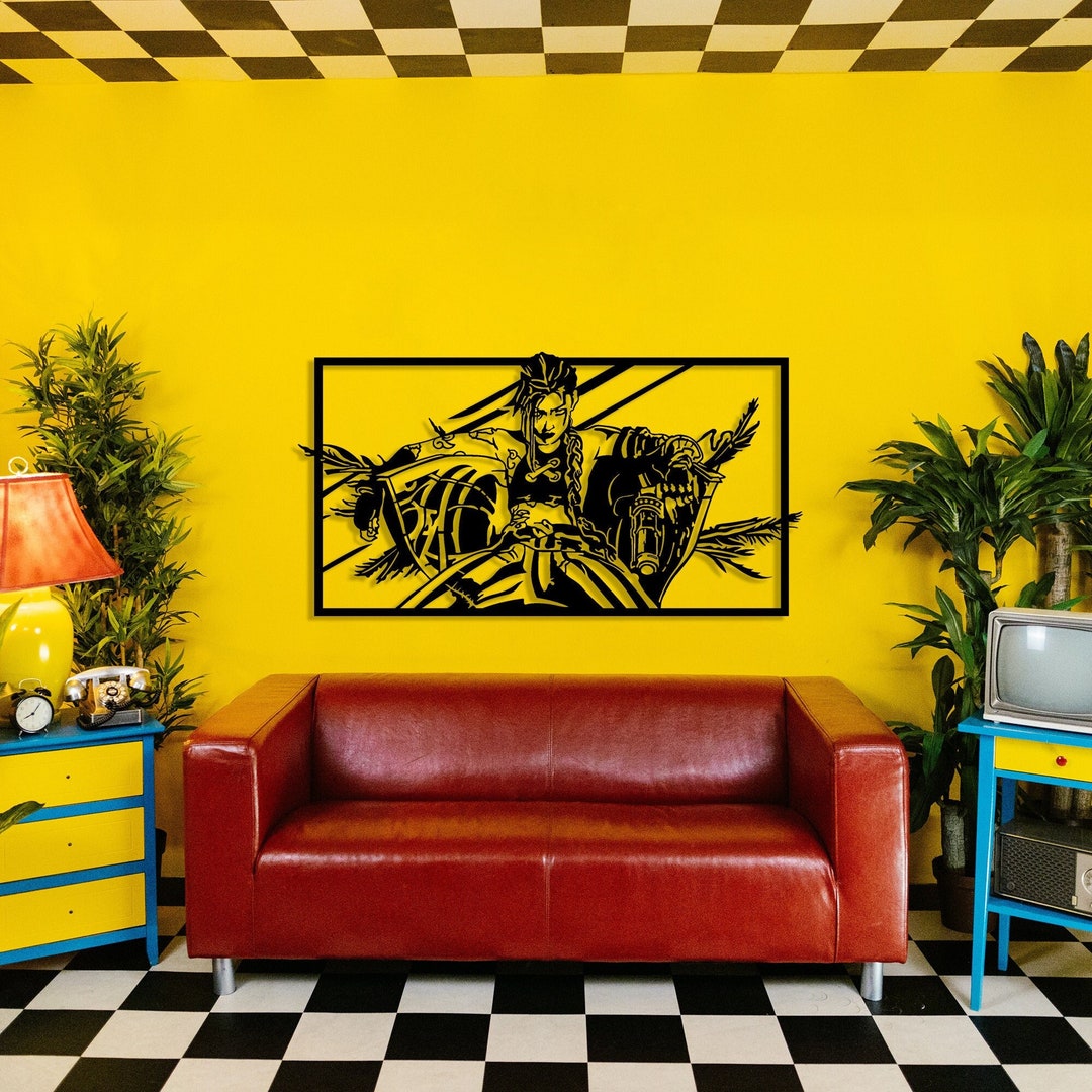 Jinx Cartoon Wall Art, League of Legends Metel Wall Decor, Living Room ...