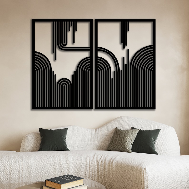 Geometric Metal Wall Art: Mid-century Modern Minimalist Decor - Etsy