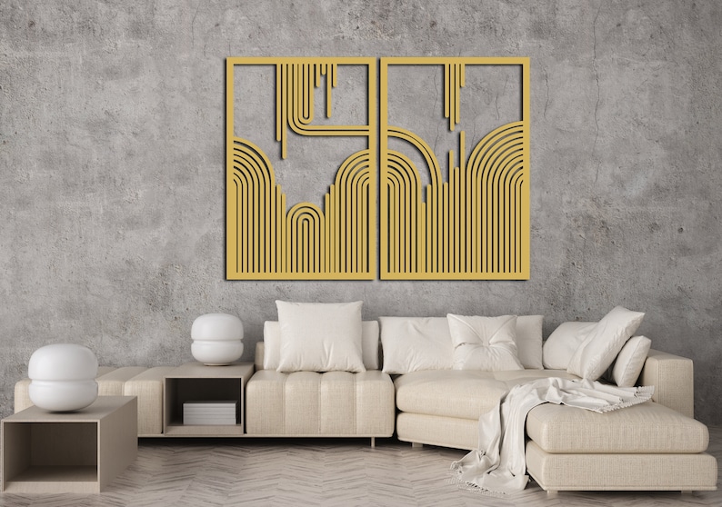 Geometric Metal Wall Art: Mid-century Modern Minimalist Decor - Etsy