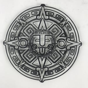 Aztec Antique Mexican Solar Calendar Wall Art, Aztec Sundial Metal Wall ...