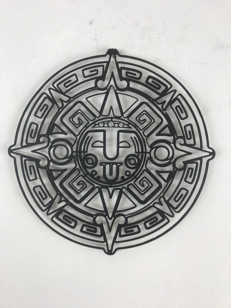 Mexican Antique Sundial Decor / Aztec Solar Calendar Metal Wall Art ...