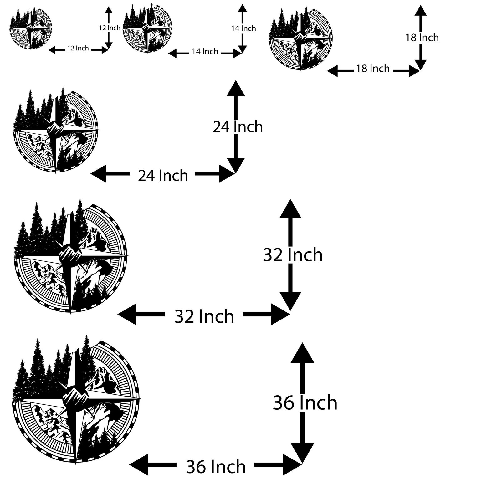 Compass Mountain Wall Decor, Compass Wall Art, Nautical Compass Range ...