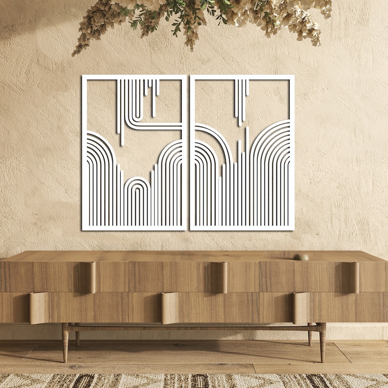Geometric Metal Wall Art: Mid-century Modern Minimalist Decor - Etsy