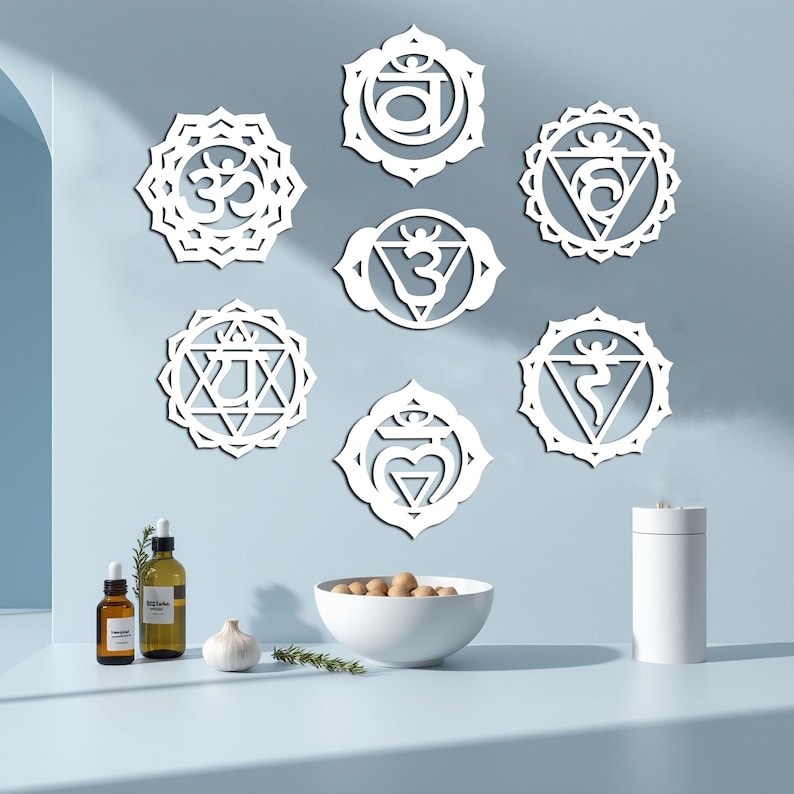 7 Chakra Symbols Metal Wall Art / Zen Meditation Decor Set - Etsy