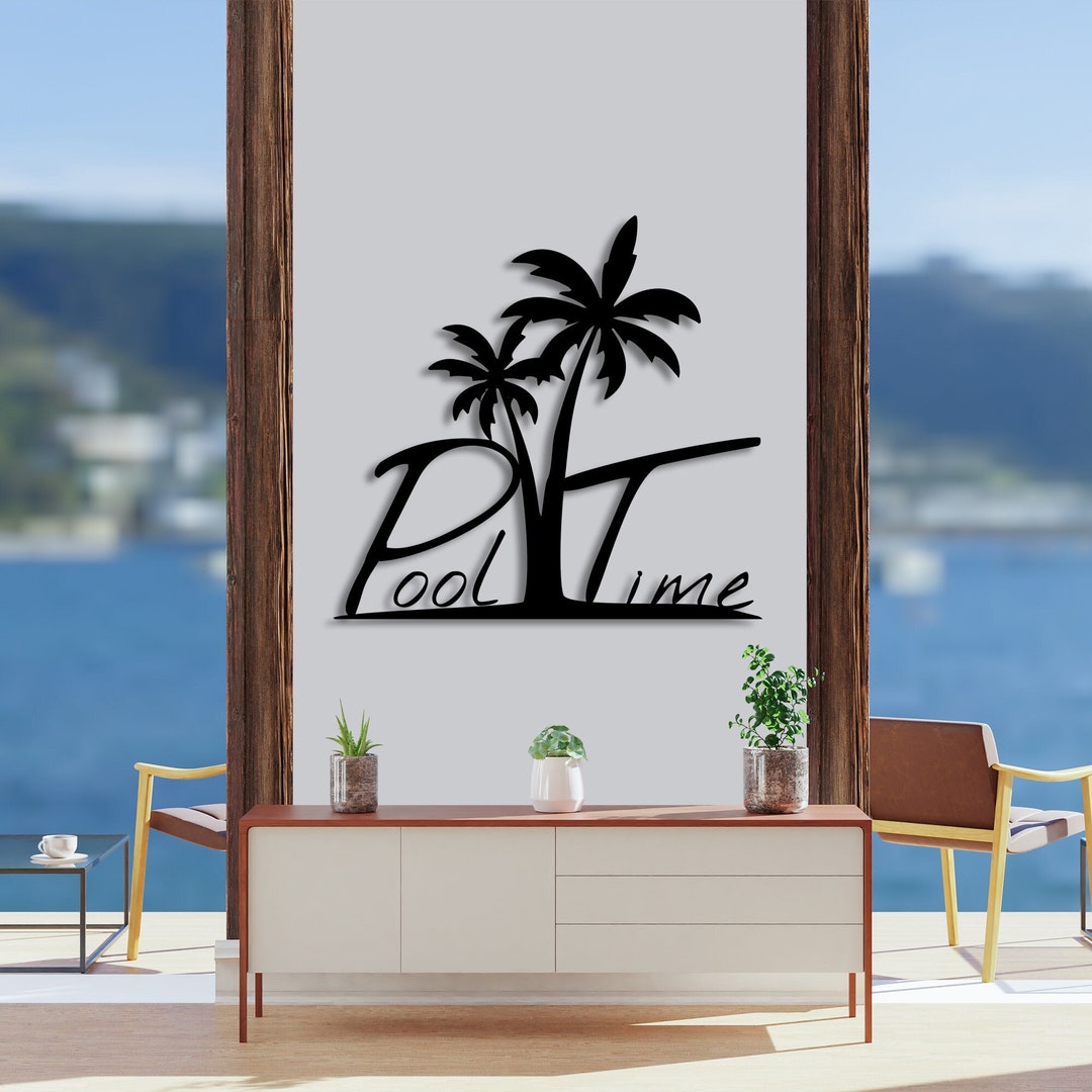 Pool Time Metal Wall Sign, Metal Summer Patio Sign, Custom Swimming ...