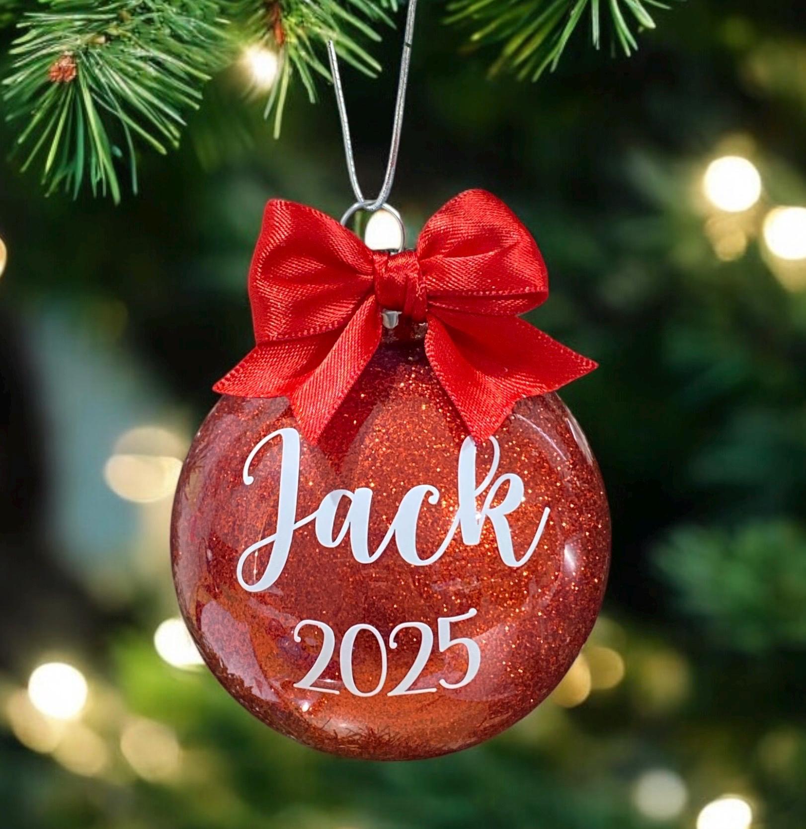 Personalised Christmas Bauble, Glitter Xmas Ornament, Custom Name ...
