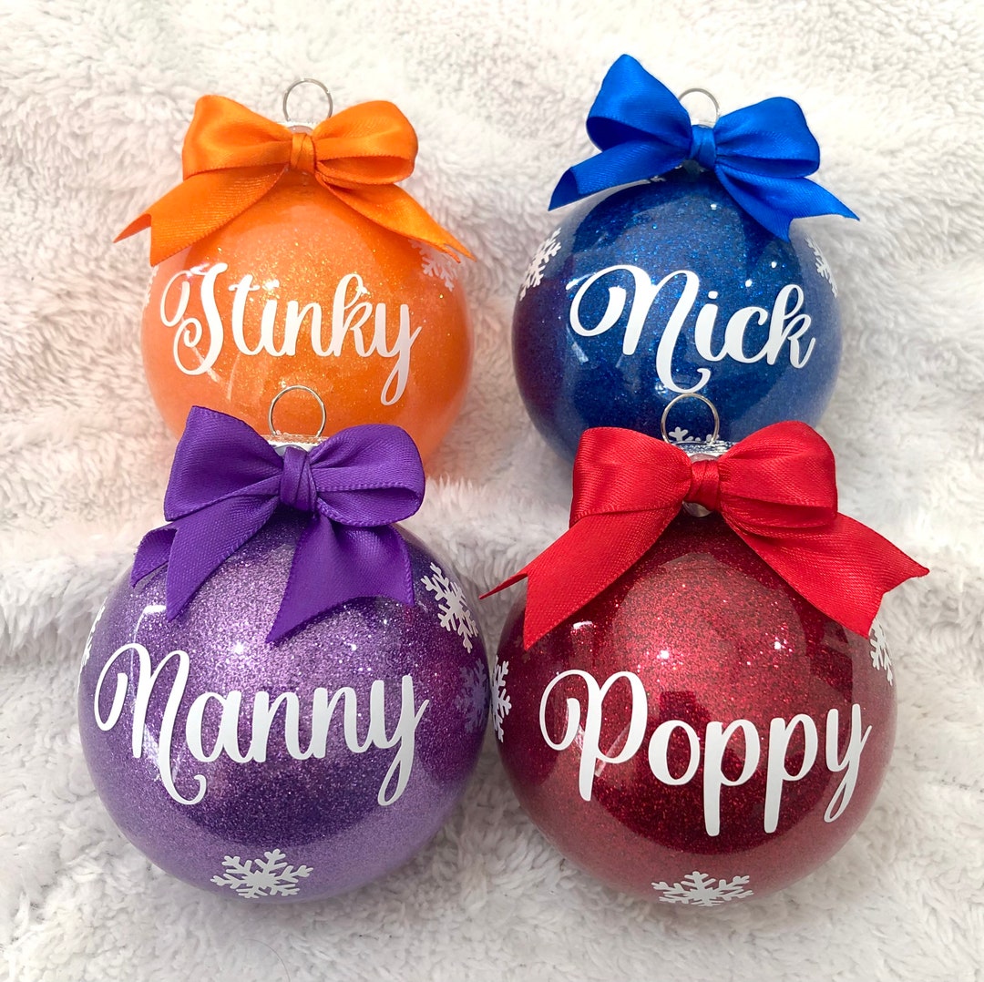 Personalised Christmas Bauble With Box, Glitter Christmas Ornament ...