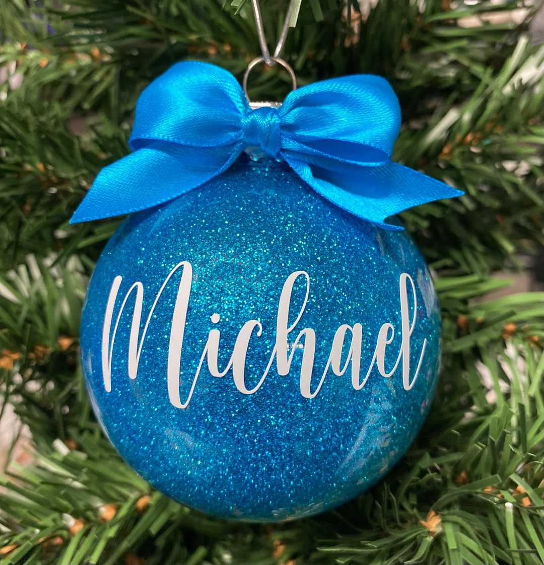 Personalised Christmas Bauble, Glitter Xmas Ornament, Custom Name ...