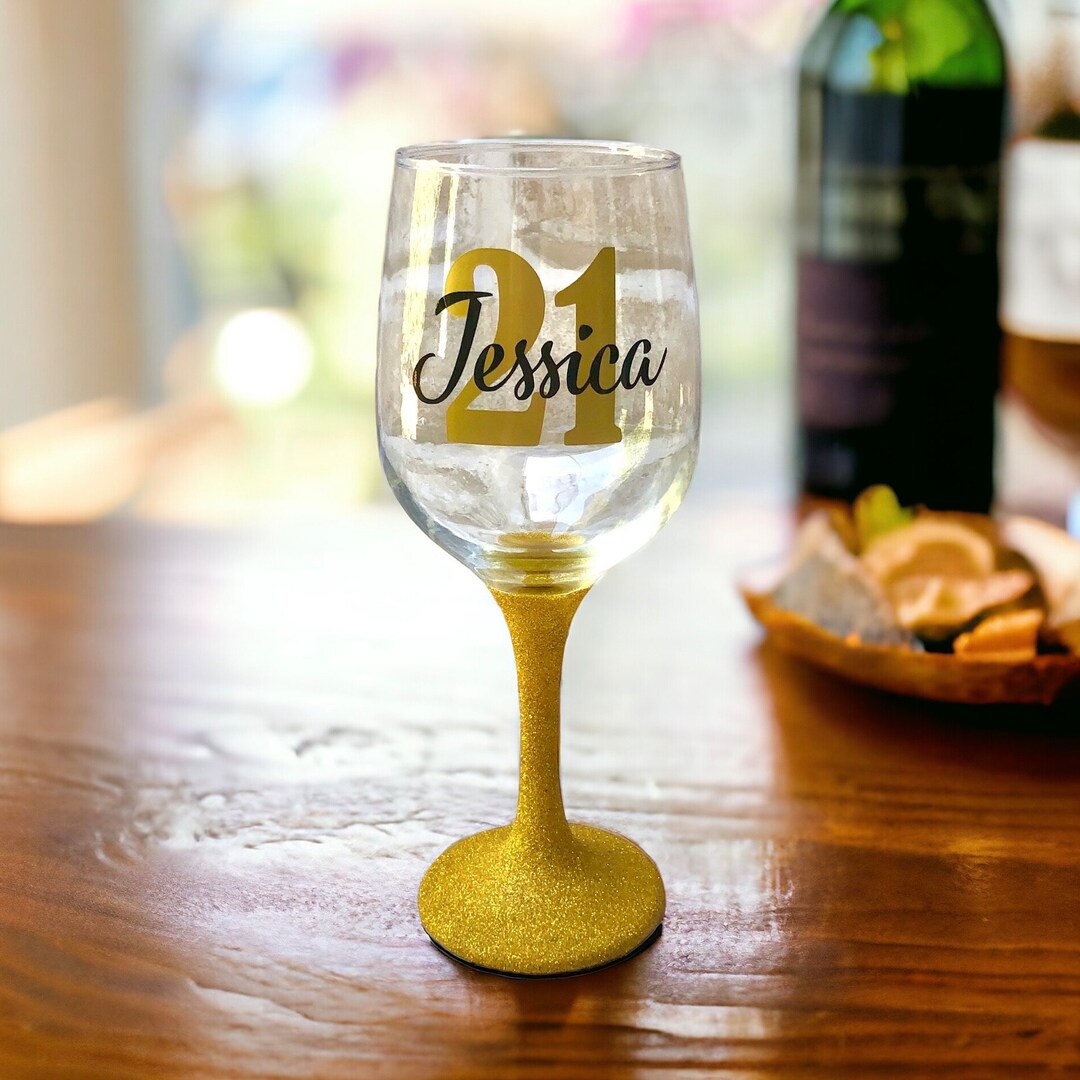 21st Birthday Wine Glass, Personalised Birthday Glass, Twenty First ...