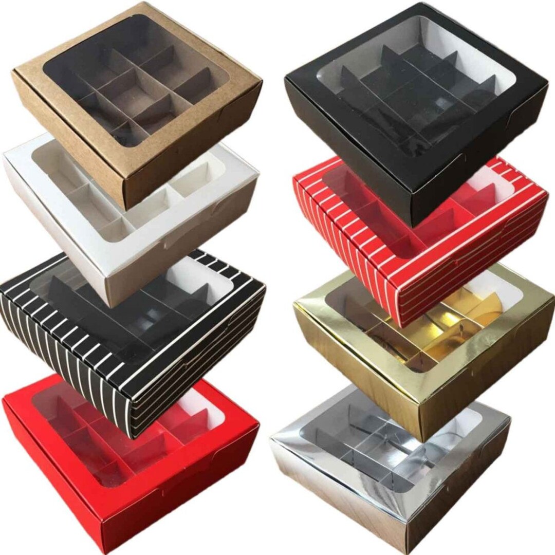 Cardboard Box With Acetate Window 15x15x5 CM 9 Section Box 100 Pieces ...
