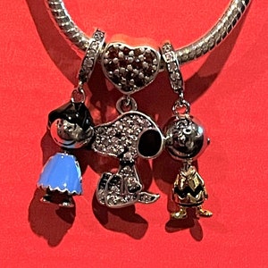 PEANUTS CARTOON CHARMS Fits Pandora Bracelets , Snoopy , Charlie Brown ...