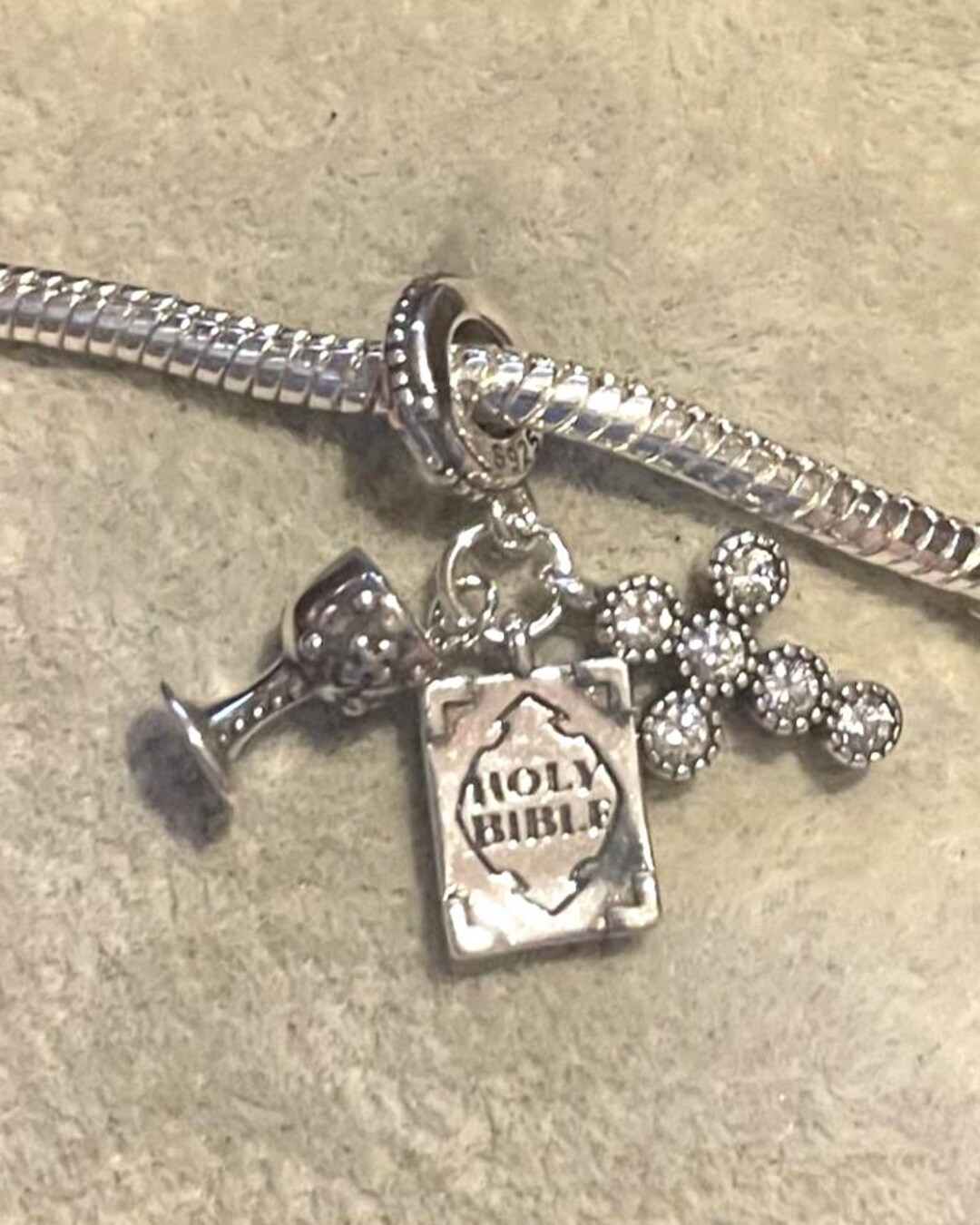 Holy Bible Cross Chalice Charm , First Communion , Religious Dangle ...