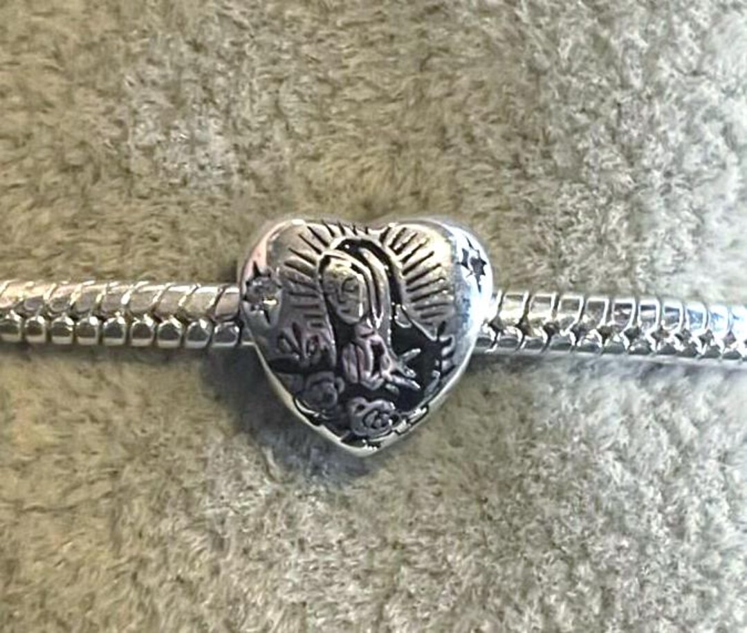 Virgin Mary Charm , Blessed Mother Charm , Religious Heart Charm ...