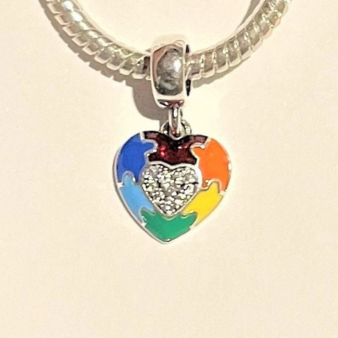 Autism Awareness Heart Puzzle Charm, You Fit Me Perfectly Heart Charm ...