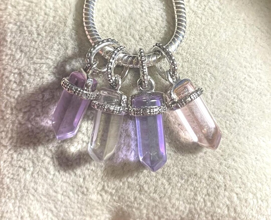 Quartz Crystal Amulet Charm , Fits Pandora Bracelets , Lighter Purple ...