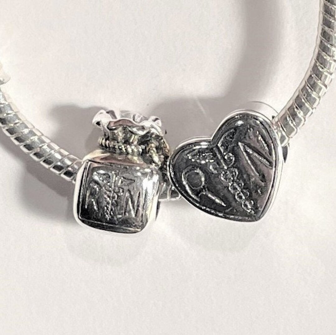 RN Charm , Nurse Charm , Caduceus, Fits Pandora Bracelets , Medical ...
