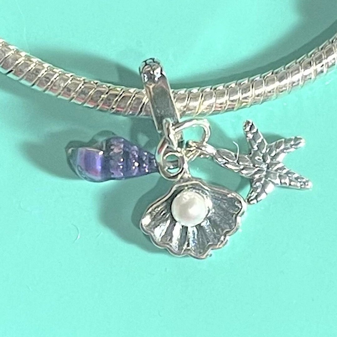 Starfish Seashells Charm Fits Pandora Bracelets , Conch Shell, Starfish ...