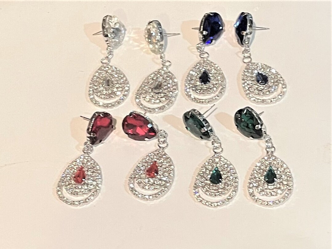Sparkling Crystal Teardrop Statement Earrings for Women , Clear ...
