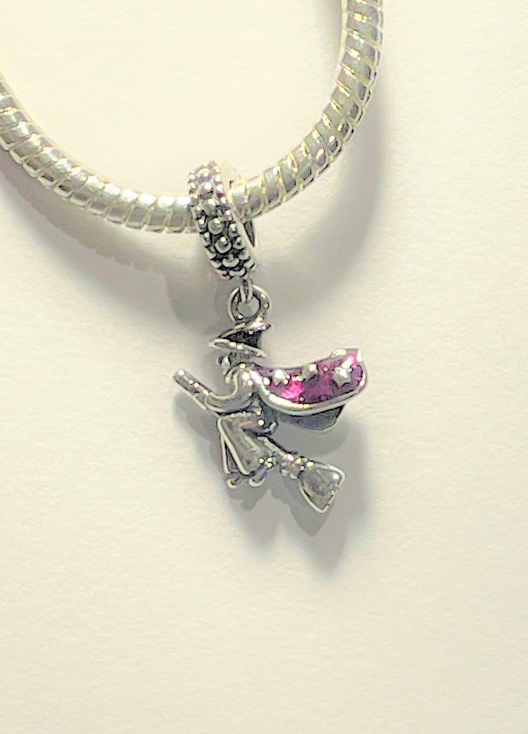 Witch Charm Fits Pandora Bracelets , Flying Witch on Broom Broomstick ...