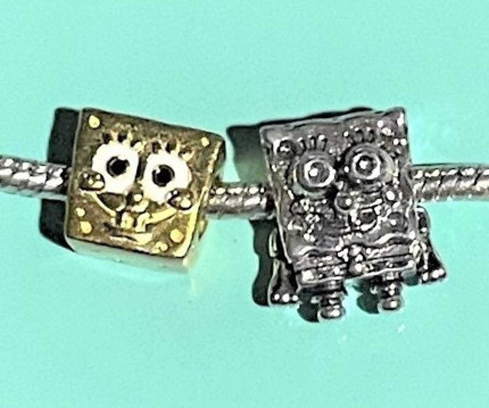 CARTOON CHARM Fits Pandora Bracelets , Spongebob Charm , Squarepants ...