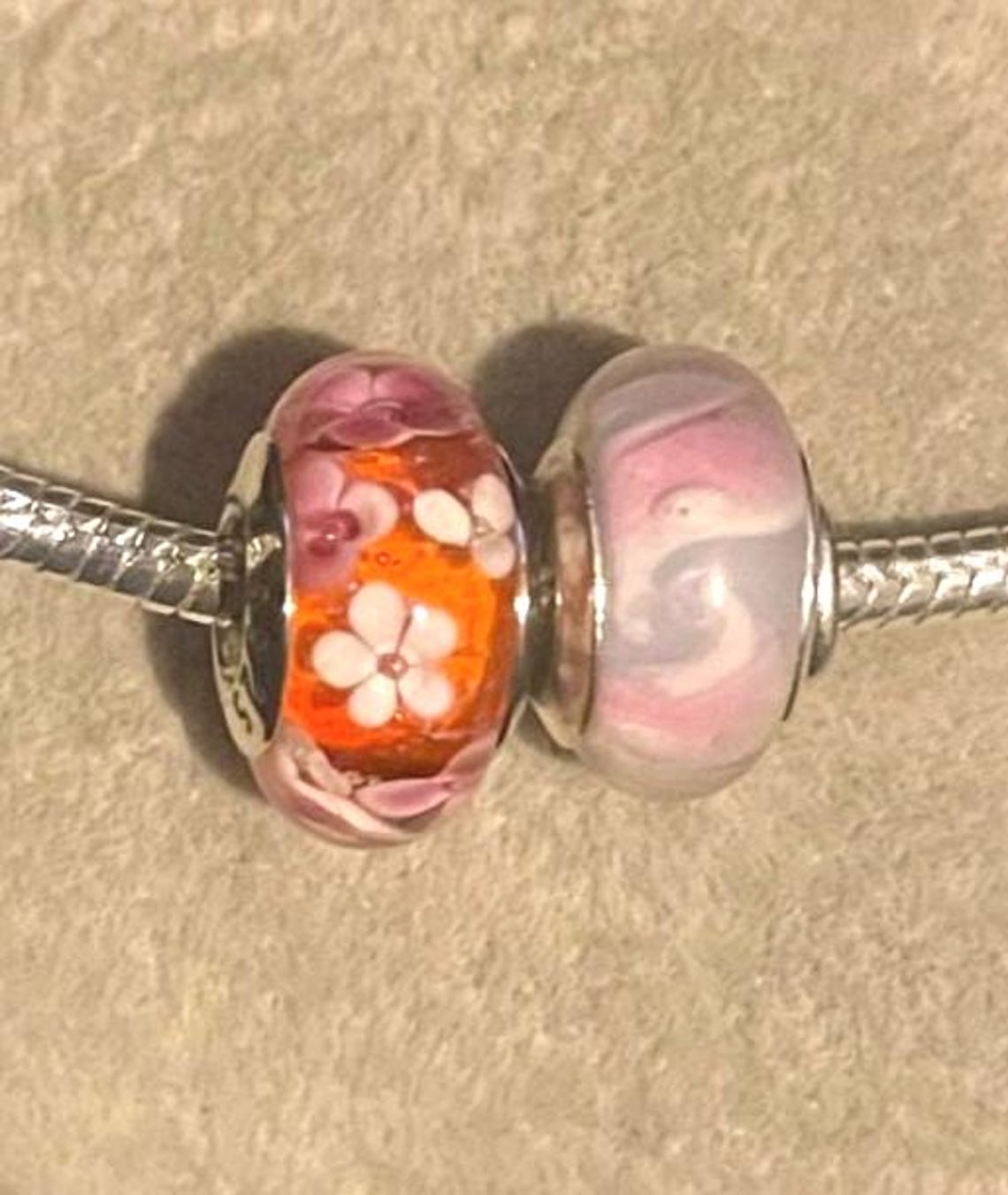 Murano Flower Glass Charm , Murano Swirl , Lily , Daisy , Rose ...