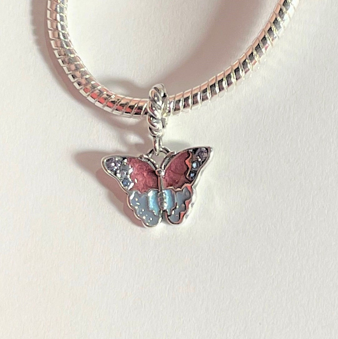 Butterfly Dangle Charm Fits Pandora Bracelets , Colorful Butterfly ...