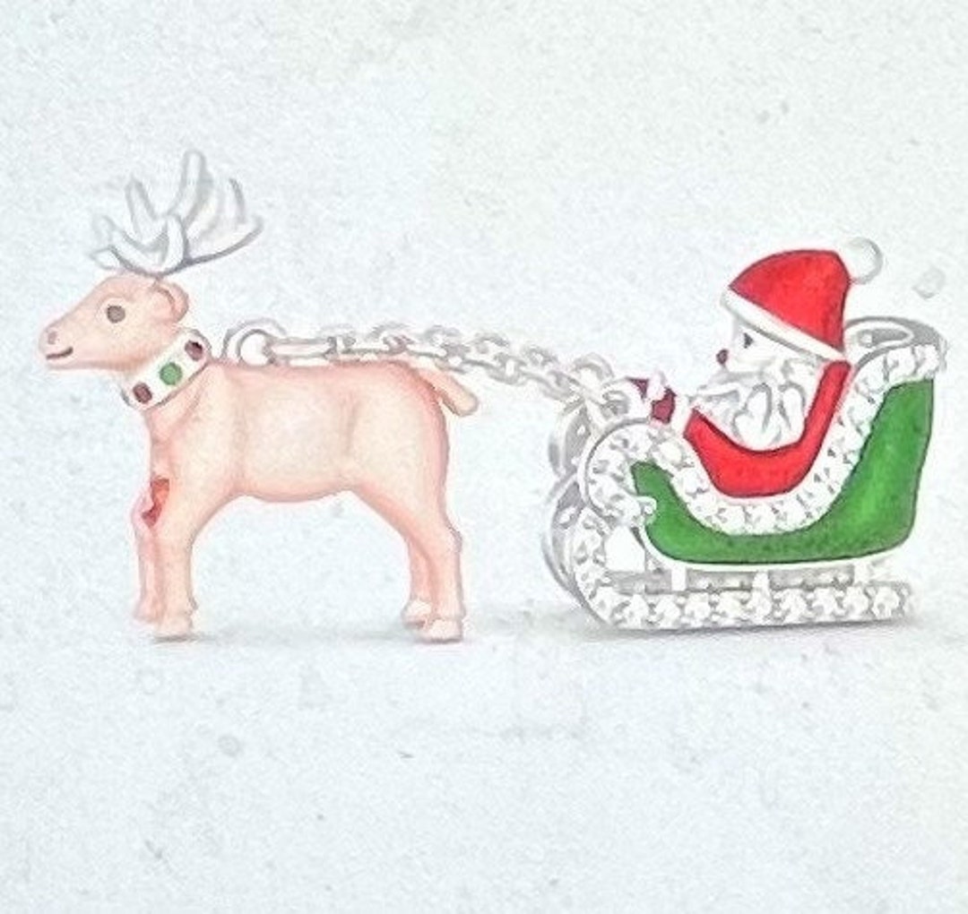 Santa Claus Christmas Sleigh Charm Rose Gold Reindeer Charm Fits ...