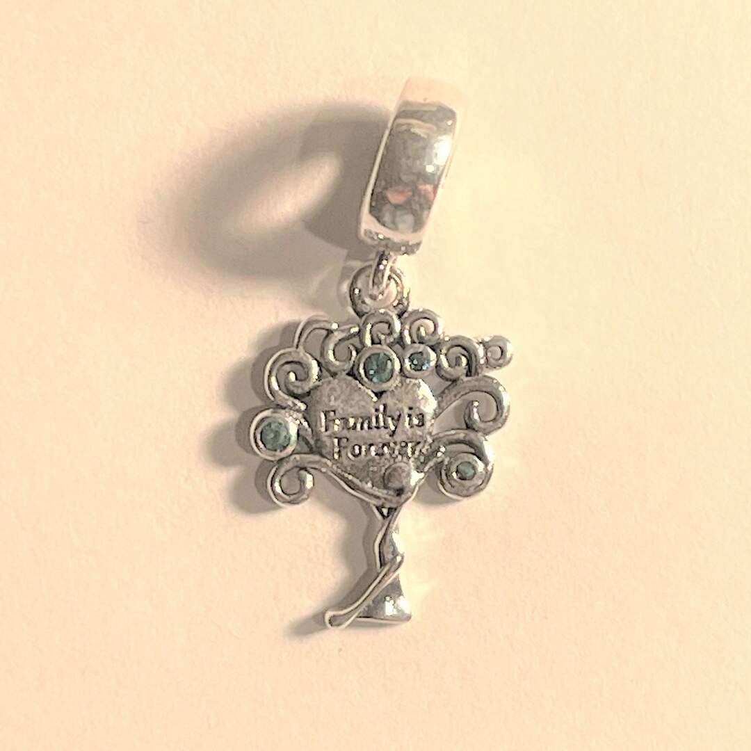Family is Forever Charm , Fits Pandora Bracelets , CZ Family Tree Charm ...