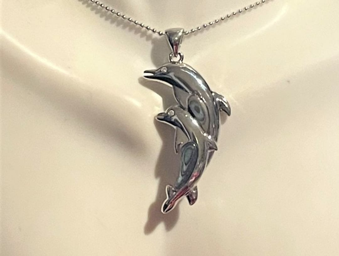 Abalone Shell Dolphins Necklace , Abalone Dolphin , Dolphin Duo ...