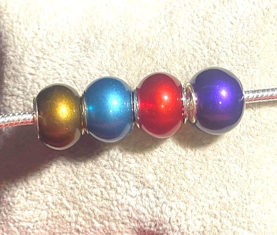 Acrylic Charm Bead , Purple , Copper Color , Crimson , Blue , Fits ...