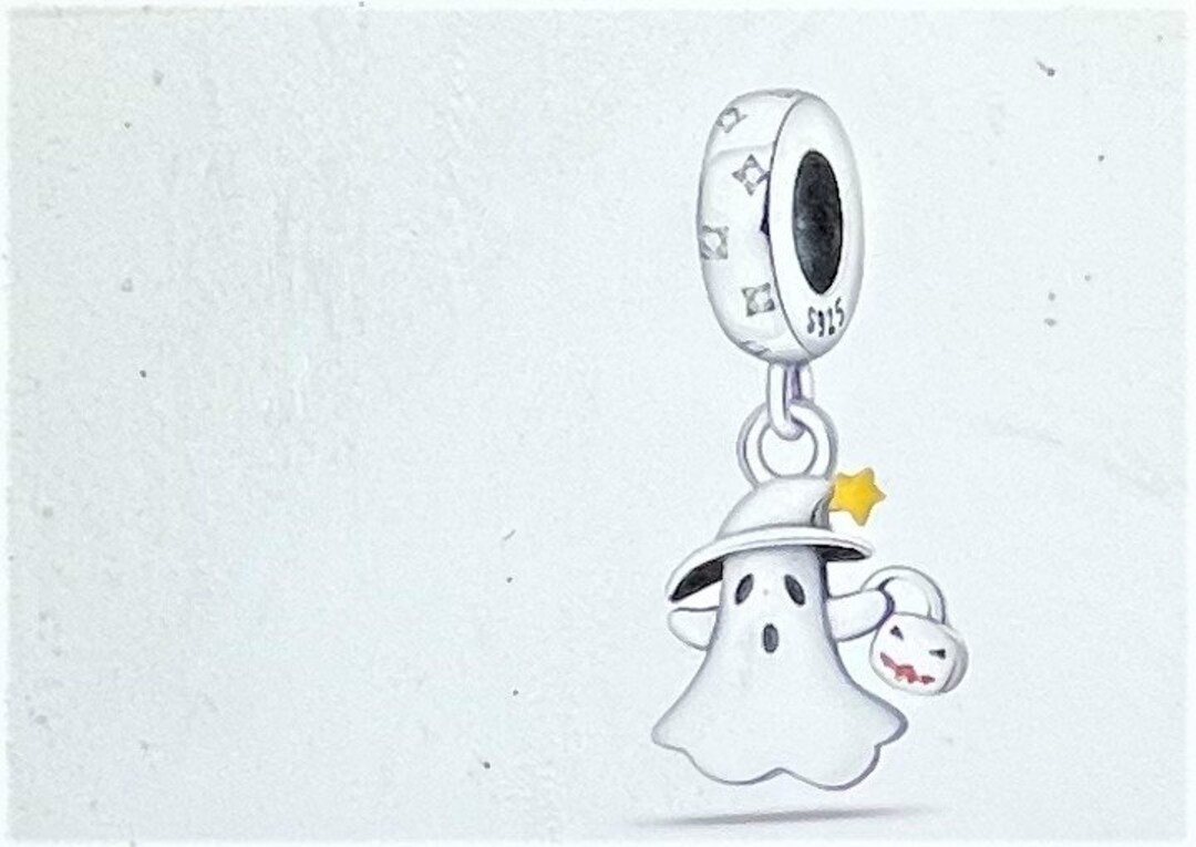 Ghost Charm , Fits Pandora Bracelets , Halloween Ghost Dangle Charm ...