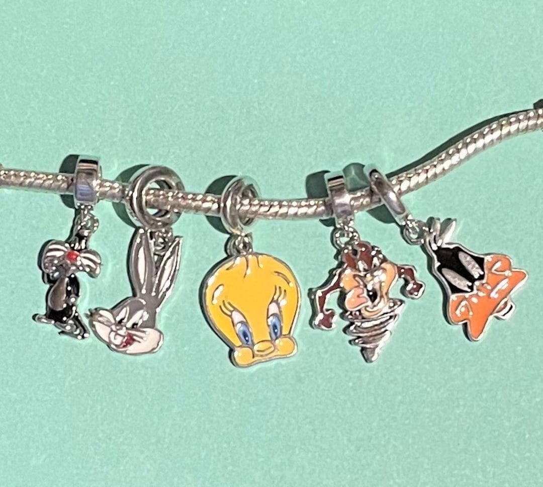 CARTOON CHARM Fits Pandora Bracelets , Loony Tunes Charms ,tweety ,bugs ...