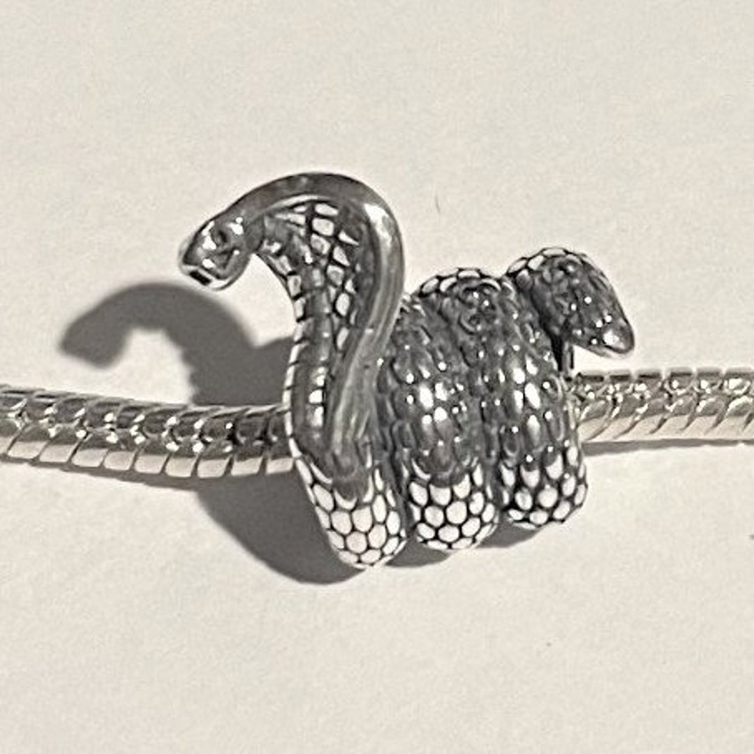 King Cobra Snake Charm , Fits Pandora Bracelets , Snake Charm , 925 ...