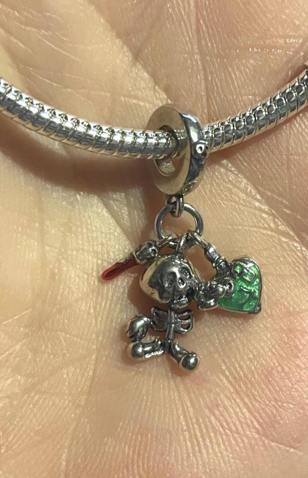 Skeleton Triple Dangle Charm , Fits Pandora Bracelets , Halloween Charm ...