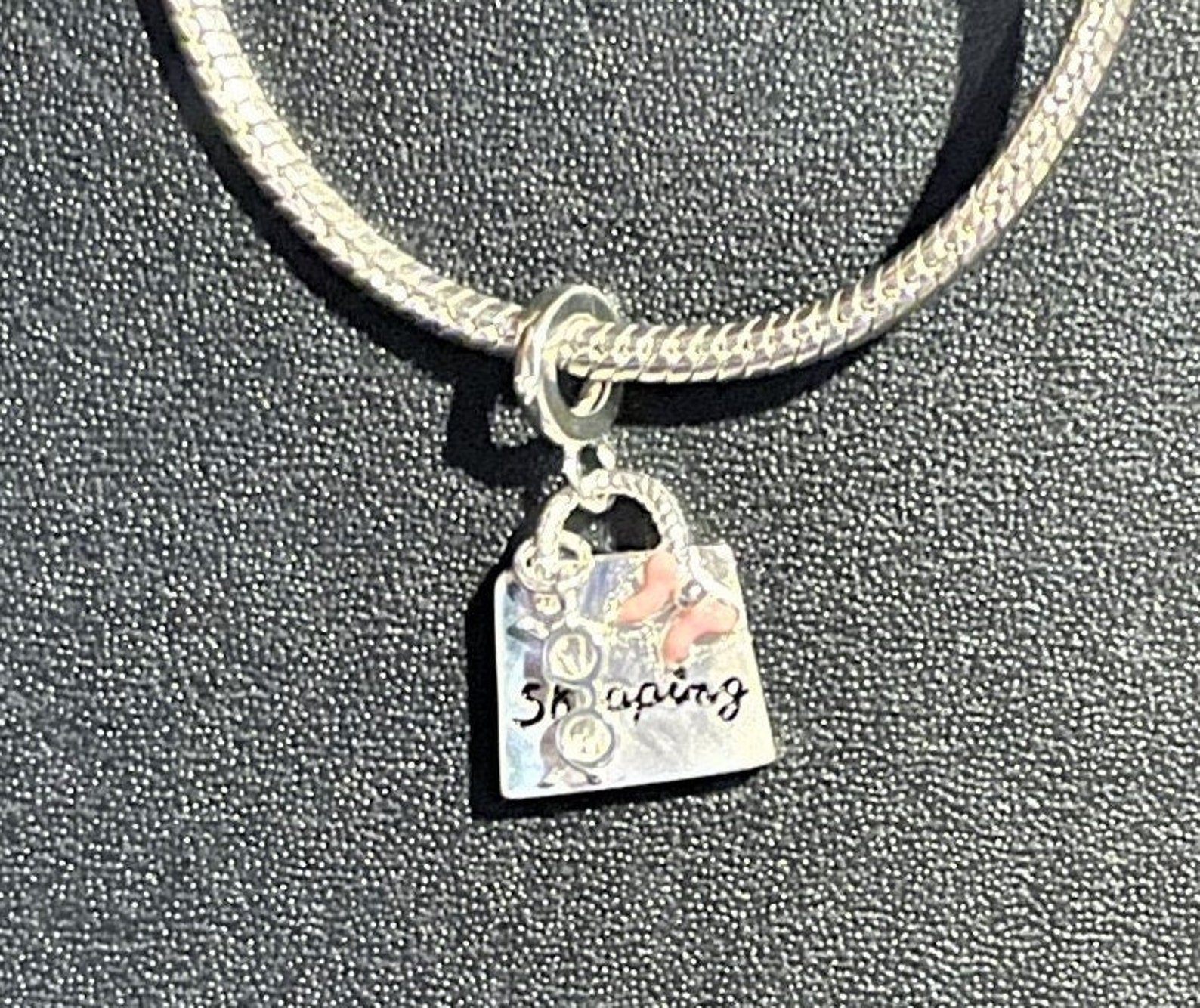 I Love Shopping Charm , Fits Pandora Bracelets , Bag , Glasses , Pink ...