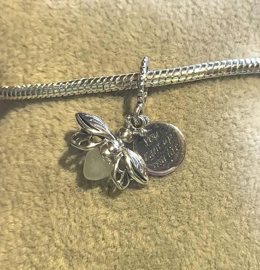 Glow-in-the-dark Firefly Dangle Charm , 925 Sterling Silver , Firefly ...
