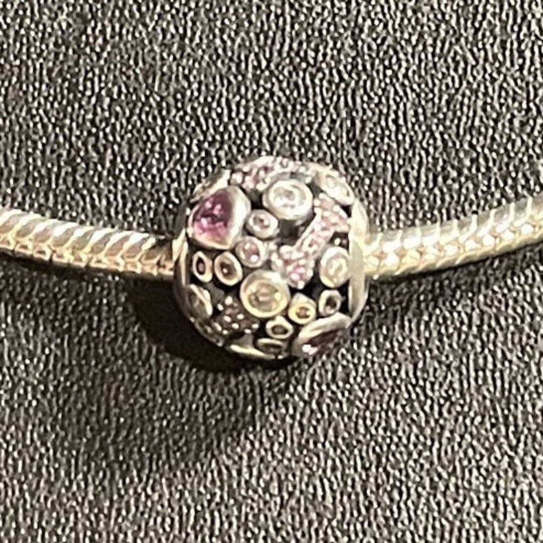 Pink CZ Paw Prints Charm , Fits Pandora Bracelets , Dog Bone Pawprint ...