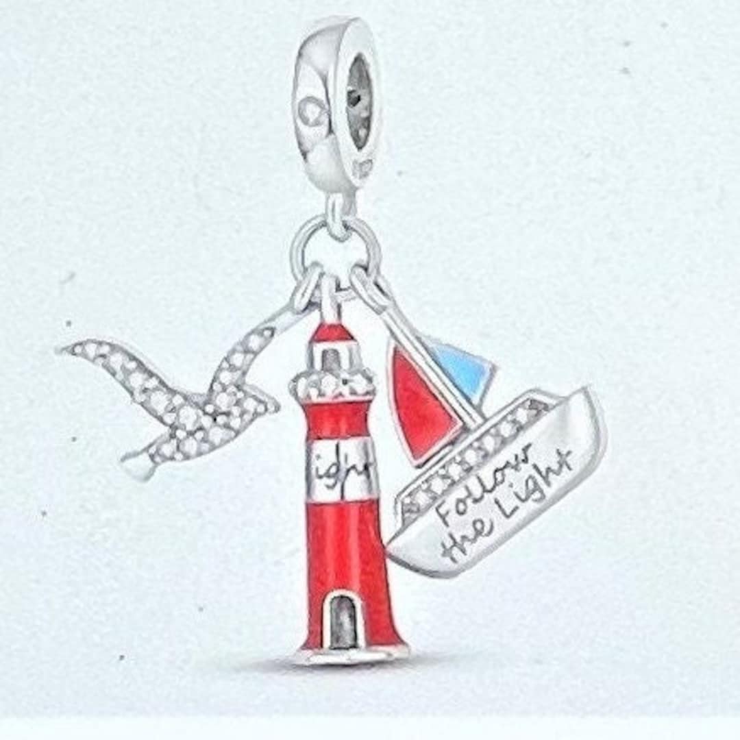 Follow the Light Charm , Fits Pandora Bracelets , Lighthouse Charm ...
