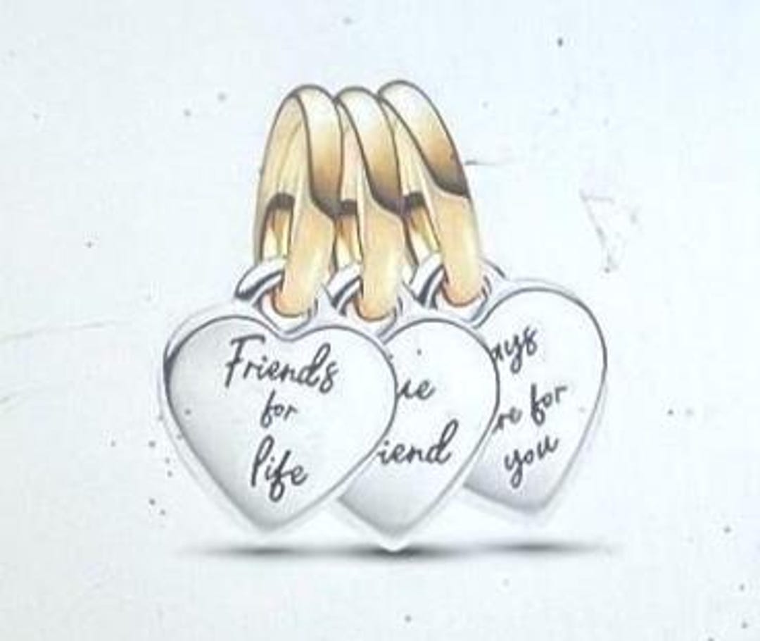 Splittable Friendship Triple Dangle Charm , Charms Fit Pandora Bracelet , Two-tone Triple Hearts ...