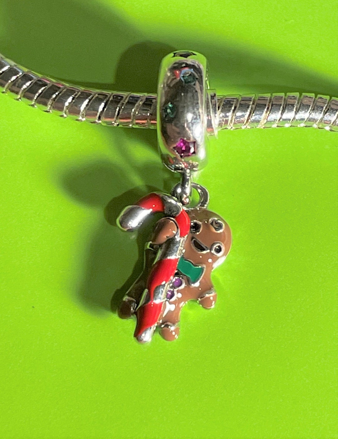 Gingerbread Man Candy Cane Charm Fits Pandora Bracelets , Candy Cane ...