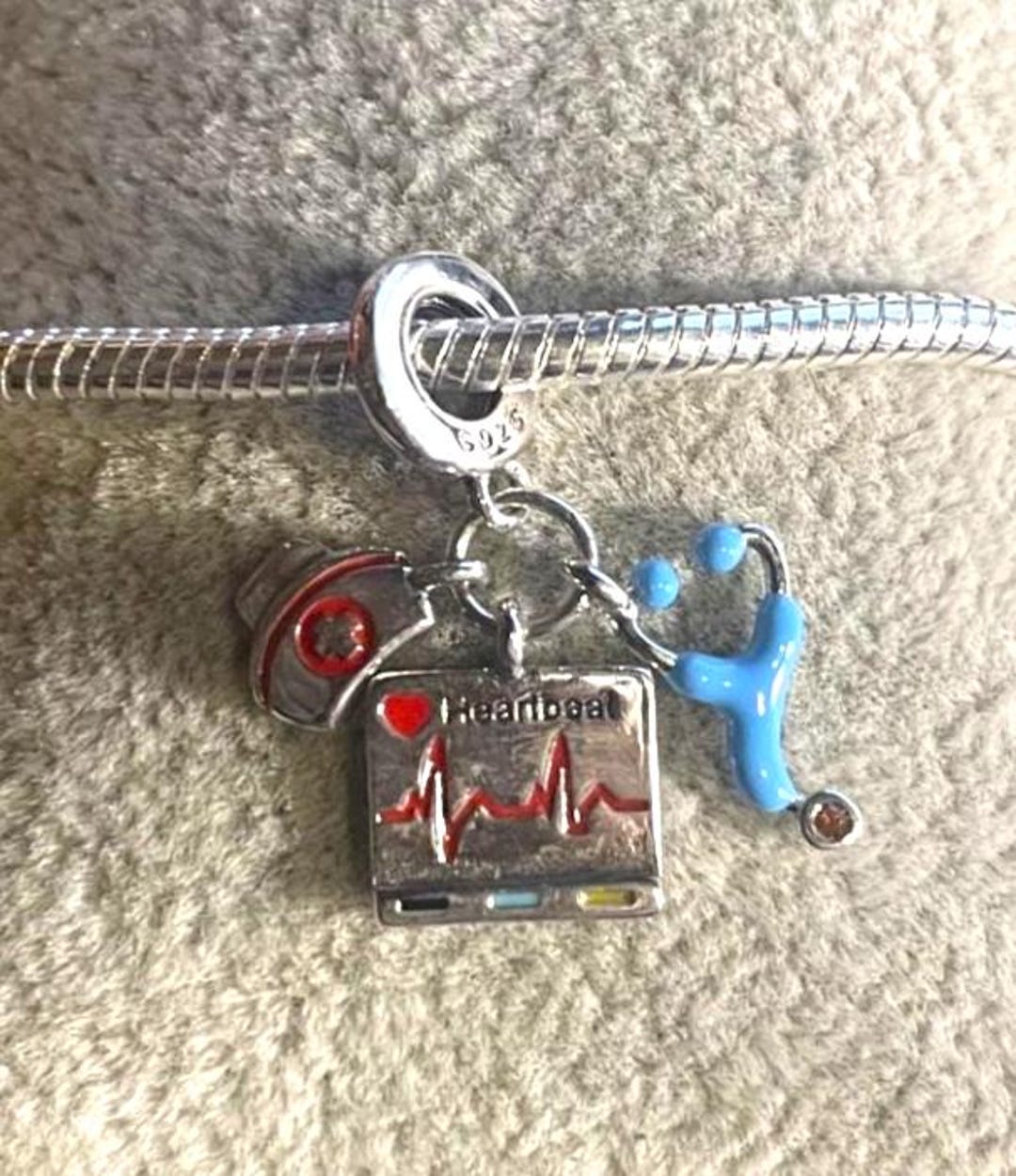 Nurse RN Heart Heartbeat Stethoscope Charm , Nurse , Medical , Fits ...