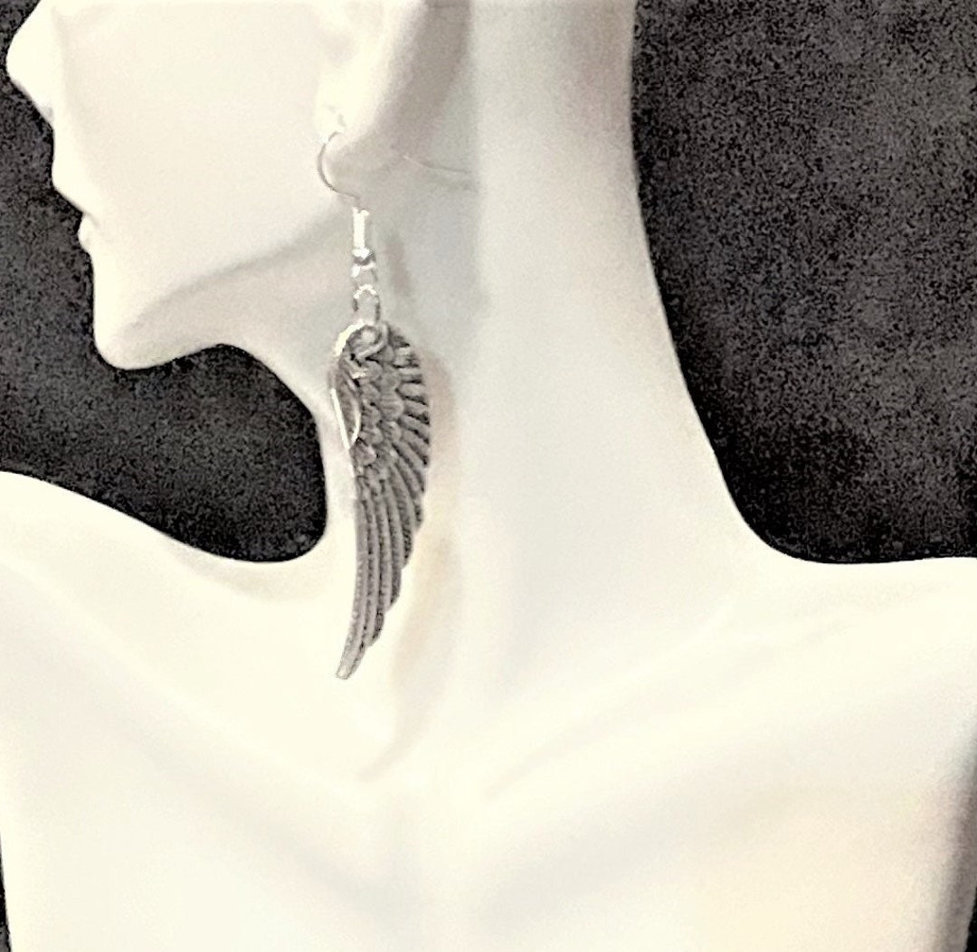 Silver Angel Wings Earrings, Angel Wings Dangle Earrings , Jewelry for ...