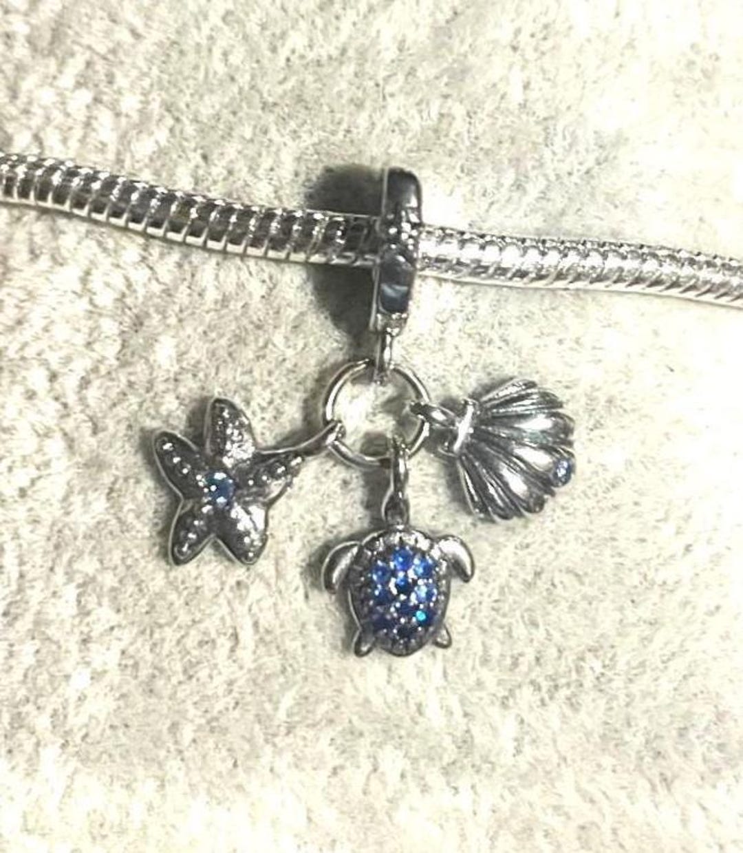 Sea Turtle Starfish Sea Shell Dangle Charm , Fits Pandora Bracelets ...