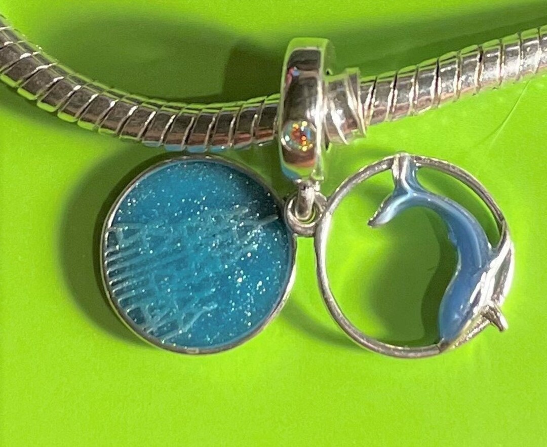 Ocean Whale Charm , Fits Pandora Bracelets , Blue Dolphin Dangle Charm ...