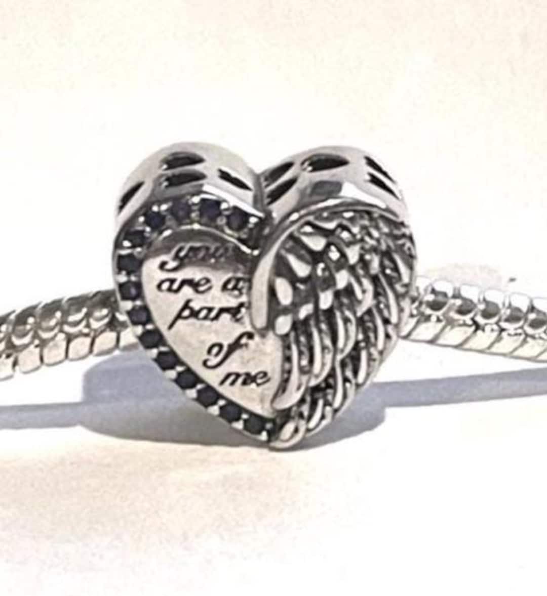 Angel Wings Heart Charm Fits Pandora Bracelets , You Are A Part of Me ...