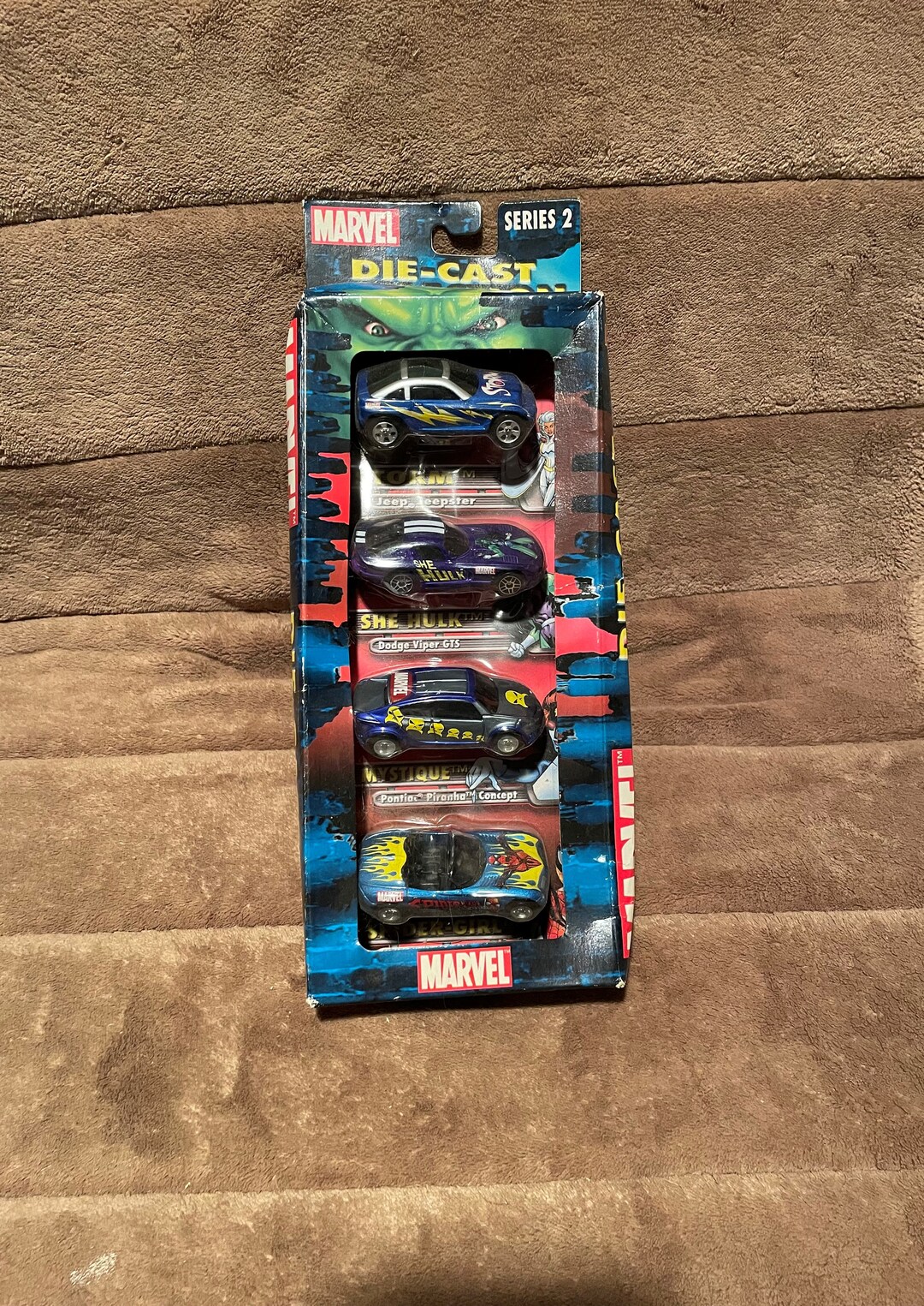 Vintage Marvel Series 2 Die Cast Car Set , Storm Jeepster , She Hulk ...