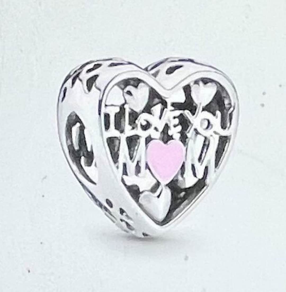 I Love You Mom Heart Charm , Charm Fits Pandora Bracelet , Mom Charm ...