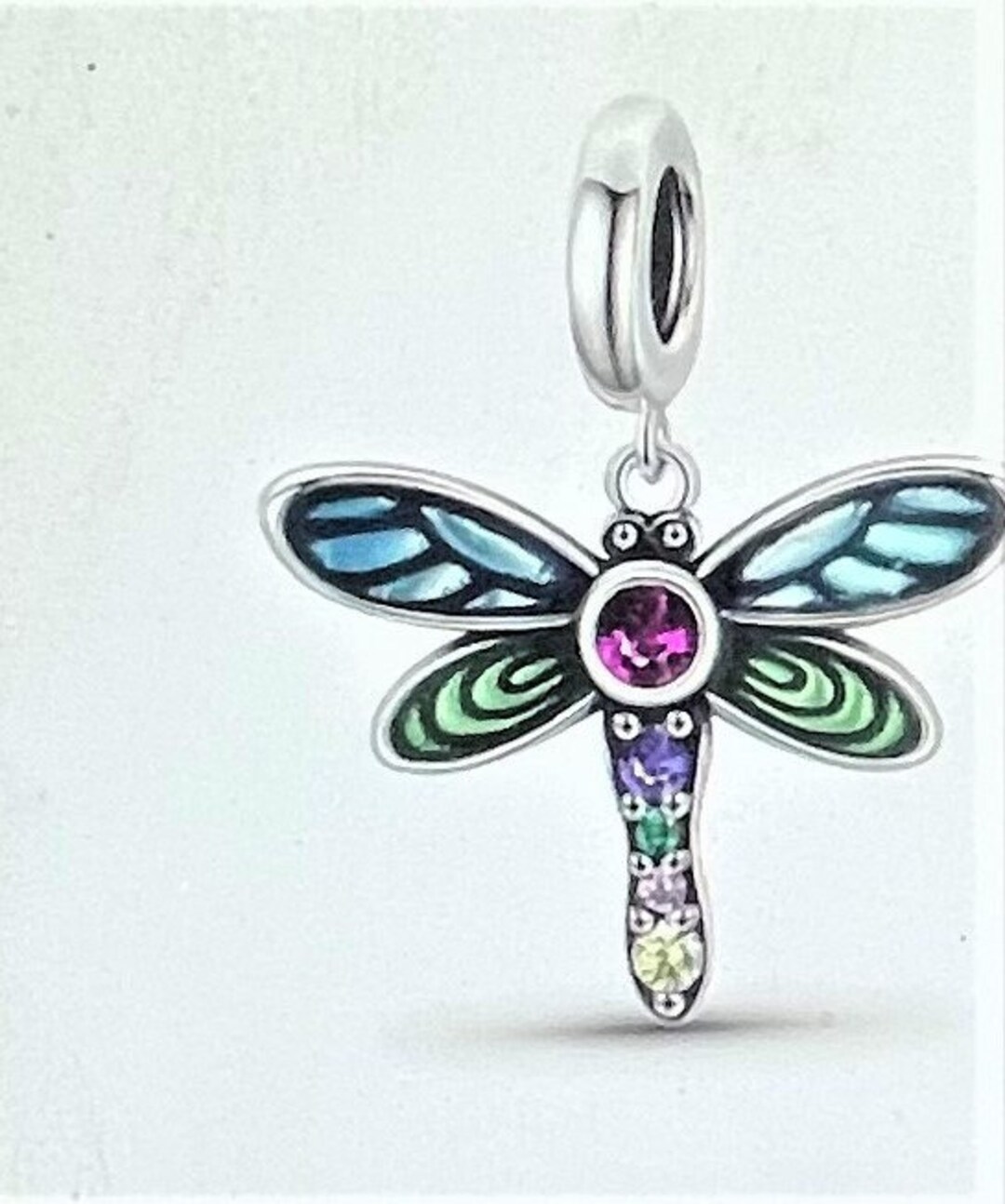Dragonfly Dangle Charm Fits Pandora Bracelets , 925 Sterling Silver ...