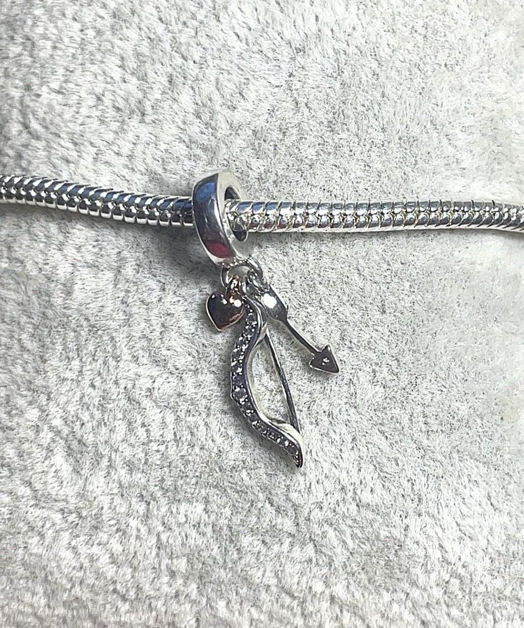 Bow and Arrow Charm, Charm for Bracelets , Love Charm , 925 Sterling ...